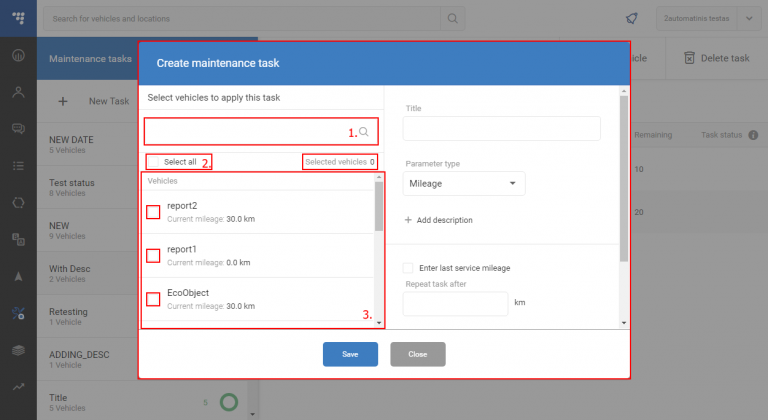 Create maintenance task – FMS documentation