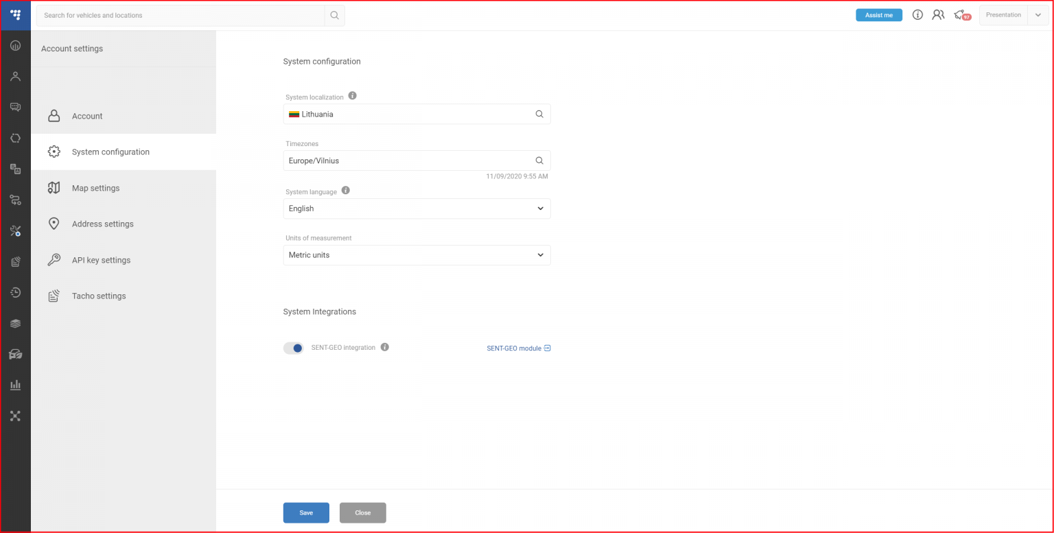Account settings – FMS documentation