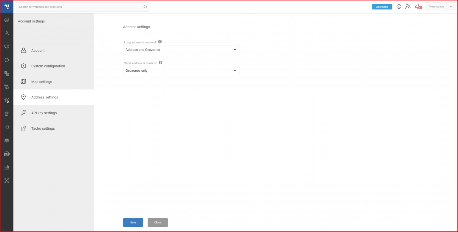 Account settings – FMS documentation